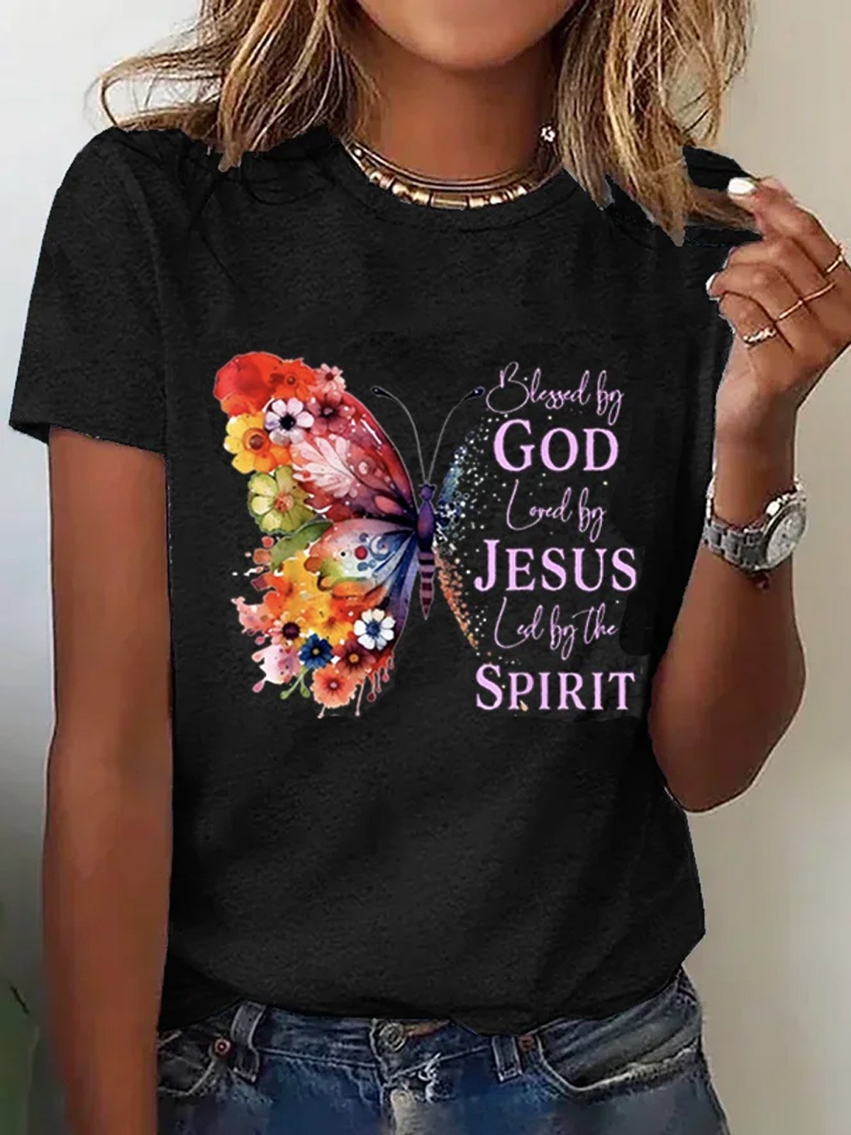 Casual Letter Pattern Crew Neck Short Sleeve T-shirt | noracora