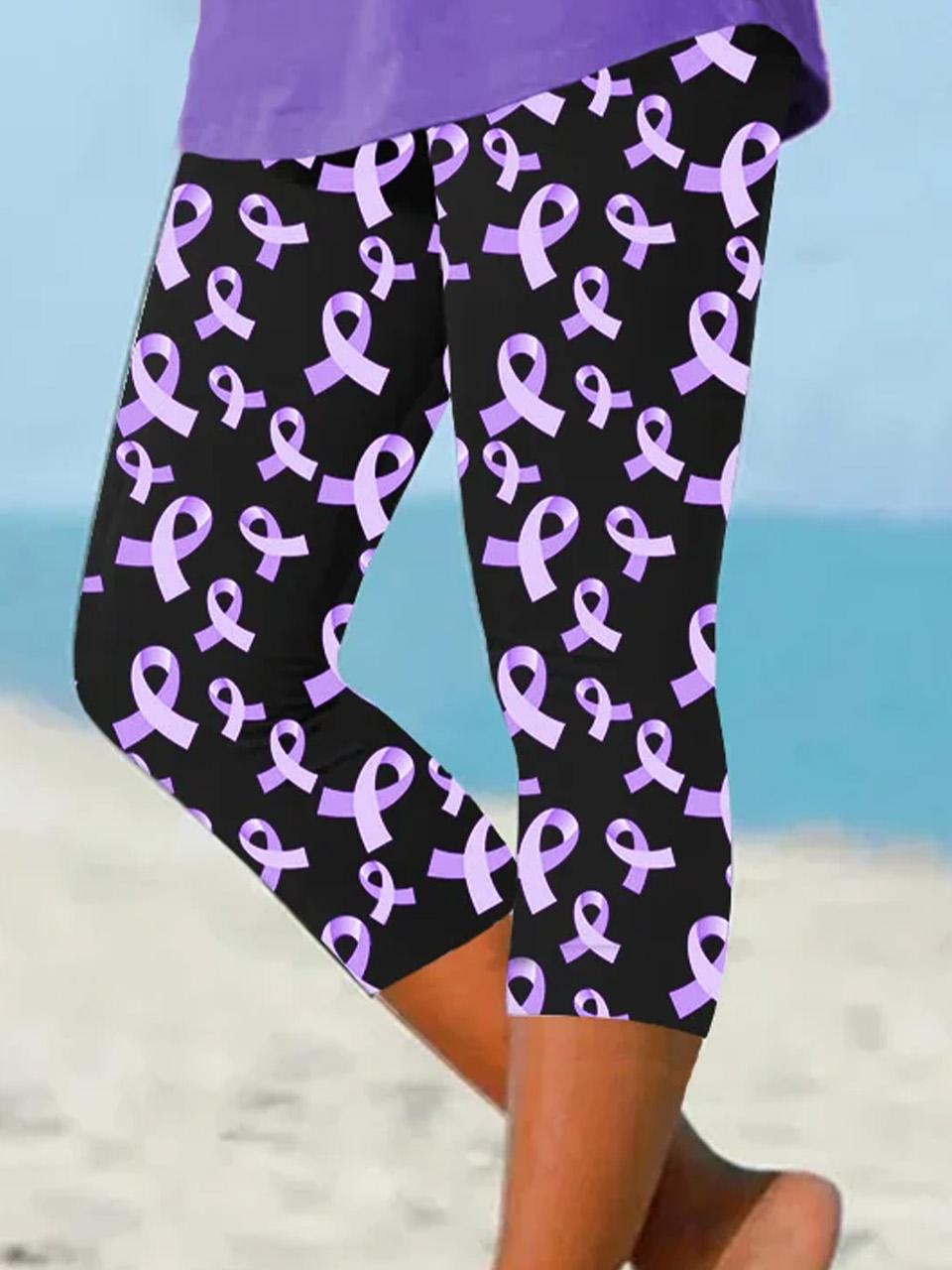 Casual Abstract Graphic Capris Leggings | noracora