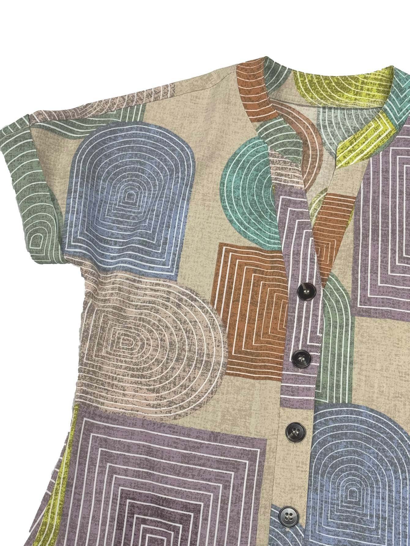 Women Striped Summer Dress Short Sleeve H-Line Dress | noracora