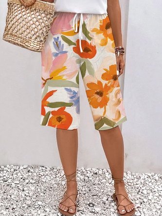 Casual Floral Fifth Pants Pant | noracora