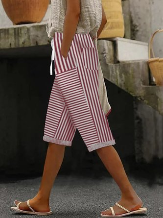 Casual Striped Fifth Pants Pant | noracora