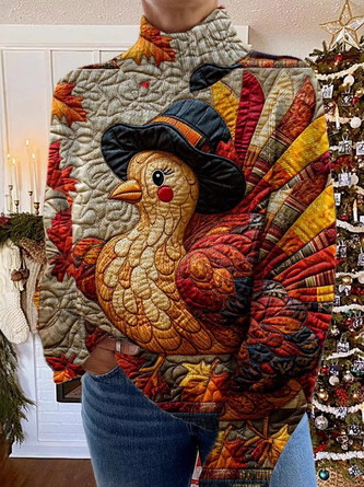 Casual Turtleneck Turkey Sweatshirt | noracora