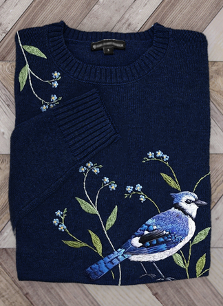 Casual Hoodie Bird Print Sweater | noracora