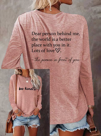 Crew Neck Long Sleeve Text Letters Regular Medium Elasticity Loose ...