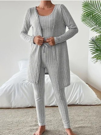 Women Plain Matching Outfit Daily Long Sleeve Casual Spring/Fall Multi ...