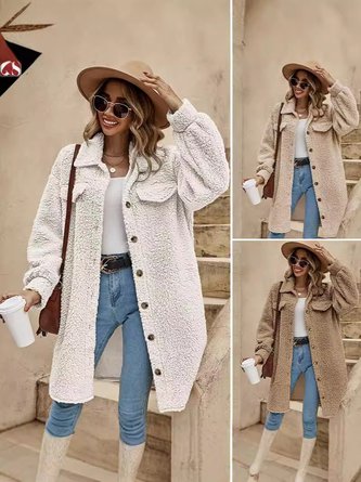 Women Winter Outerwear Casual Split Joint Plain Long Sleeve Shawl ...