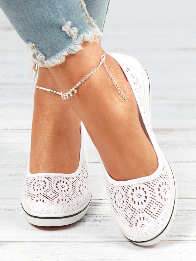 Comfortable Non-slip Hollow Lace Breathable Wedge Shoes | noracora