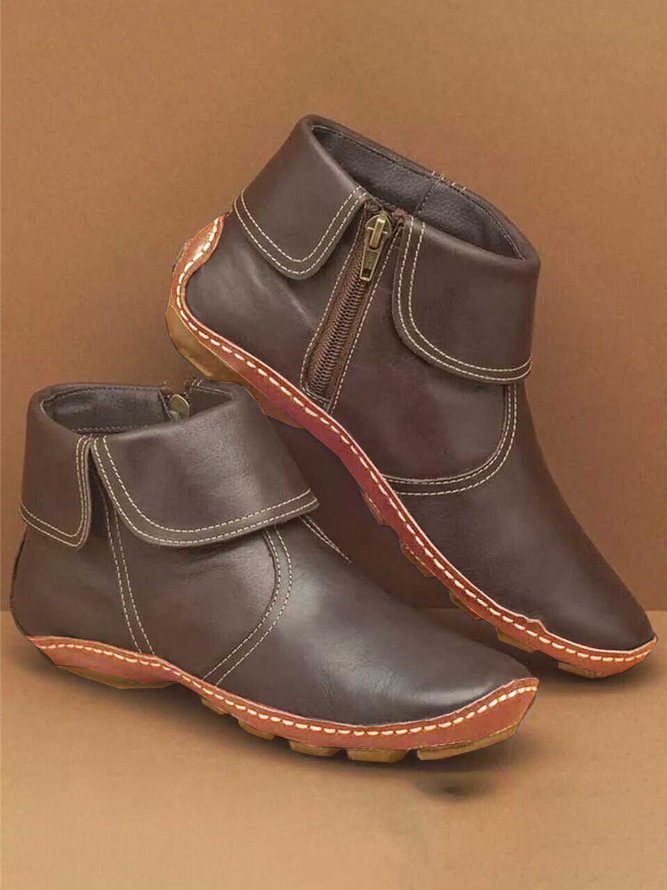 Women Casual Plain All Season Commuting Closed Toe PU Vintage Style ...