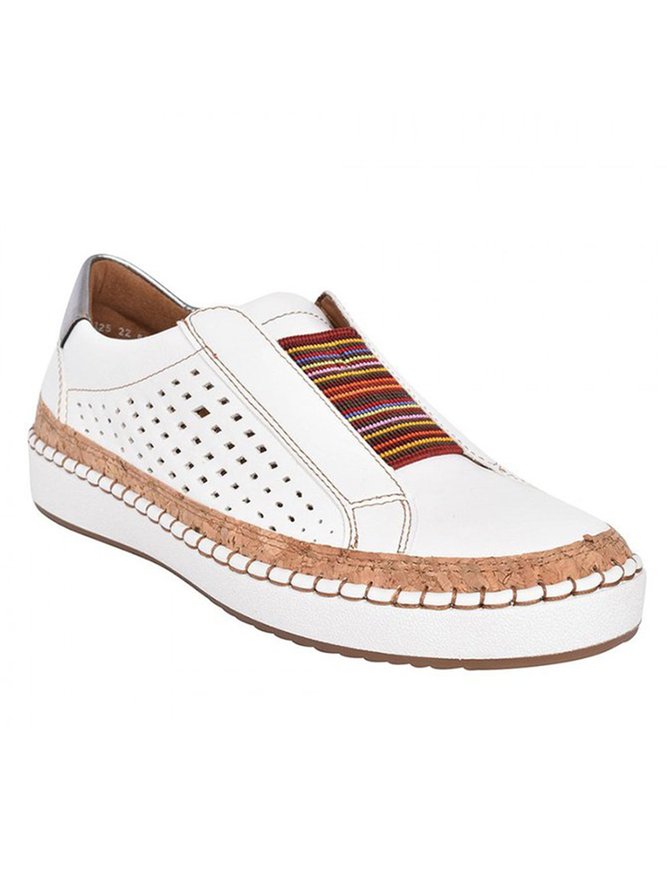 Women Green Slide Hollow-Out Round Toe Casual Pu Sneakers Flats | noracora